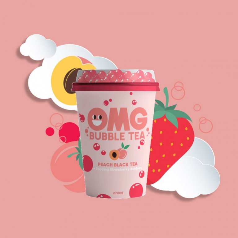 OMG Bubble tea Breskev/boba Jagoda (10kos) | Bar Media